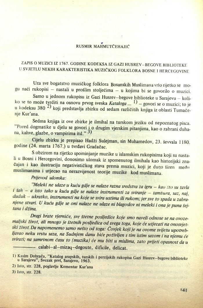 SEVDALINKE: Rusmir Mahmutćehajić: Zapis o muzici iz 1767. godine iz ...