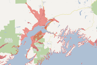 The 100 Metre Line: 80m Sea Rise - Maps for North America