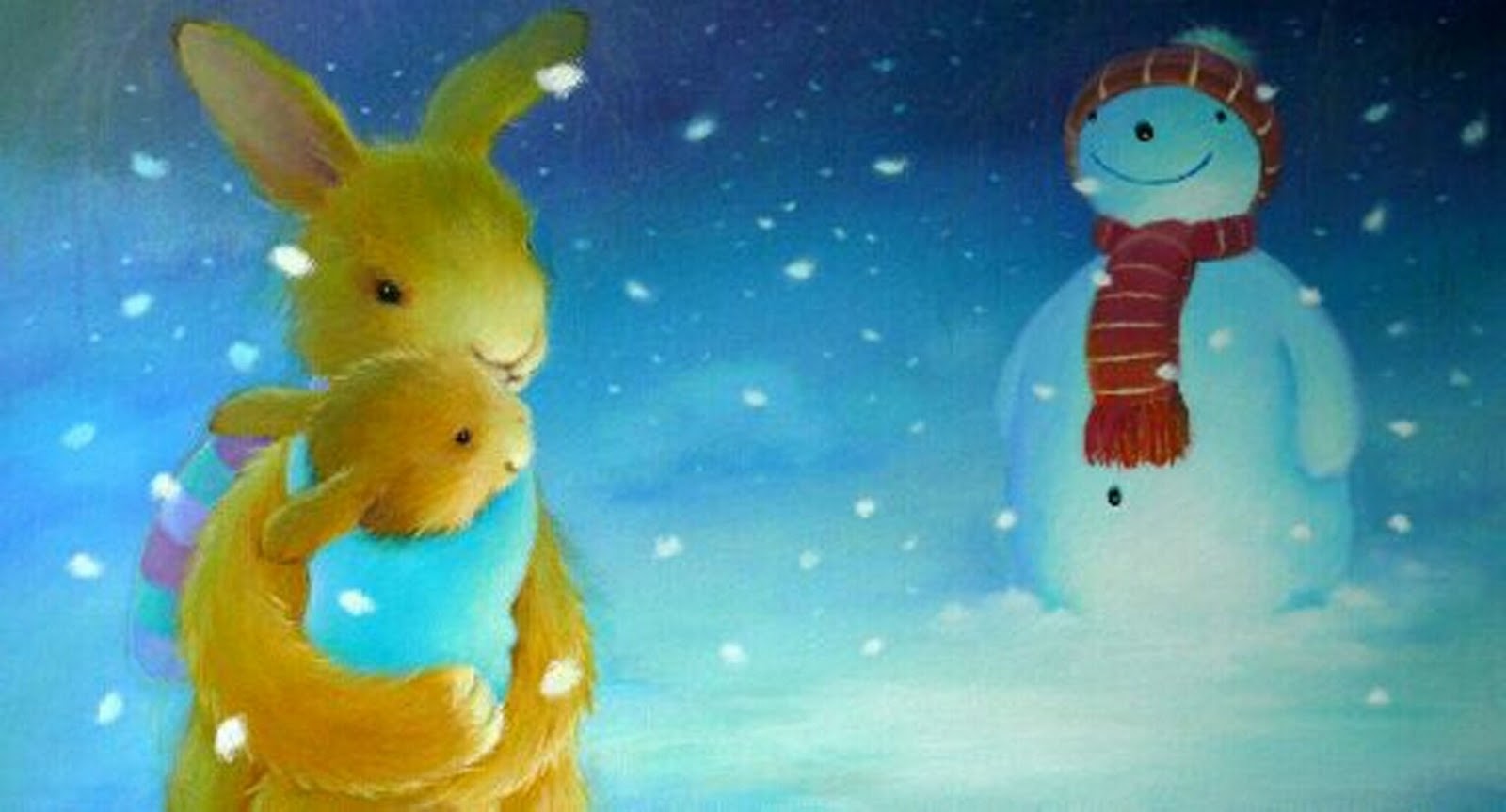 alison edgson: Mother Baby Rabbit Snowman