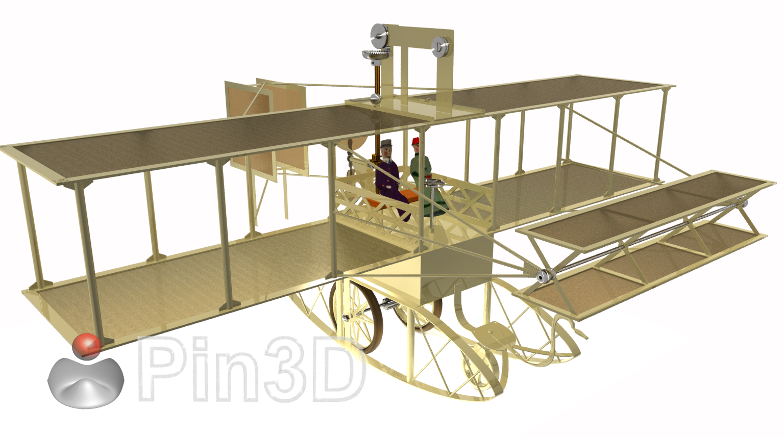 Pin3D Φωτορεαλισμος: First Airplane Antique Toy Model