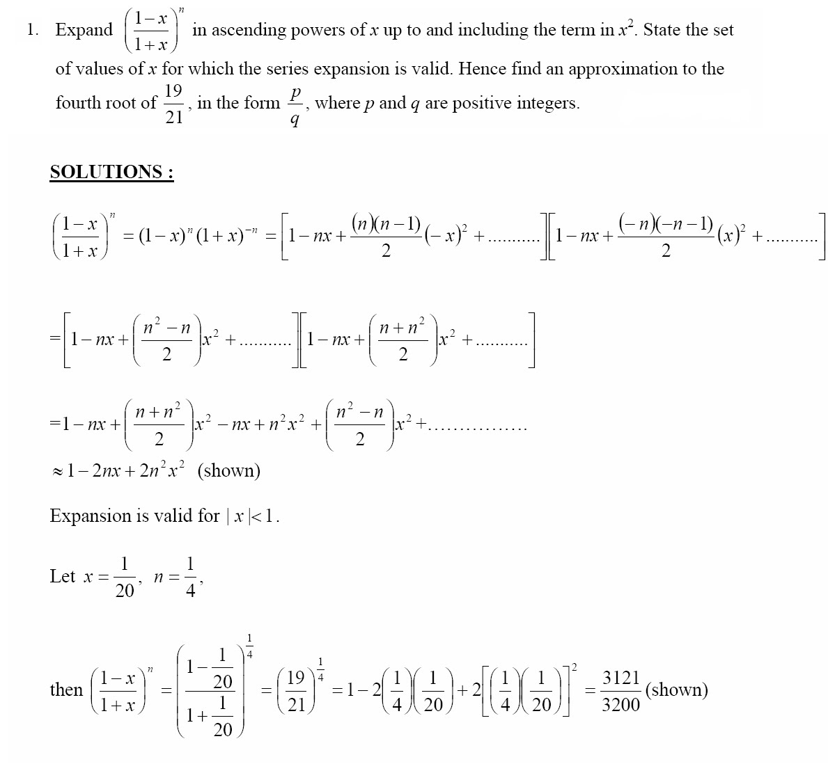 White Group A level JC H2 Maths tuition: Binomial Expansion