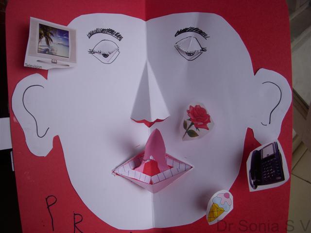 Cards and Crafts : Pop up card- face-School project