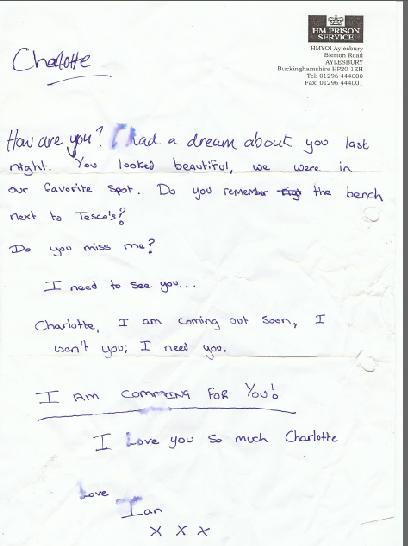 Charlotte Beale: stalker's letter