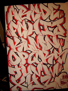 wonderful of graffiti: Graffiti Alphabet Letter Fonts A-Z Black Red Colour