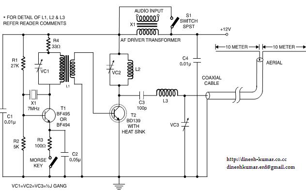 Electronics Projects: 7MHz CW/AM QRP TRANSMITTER