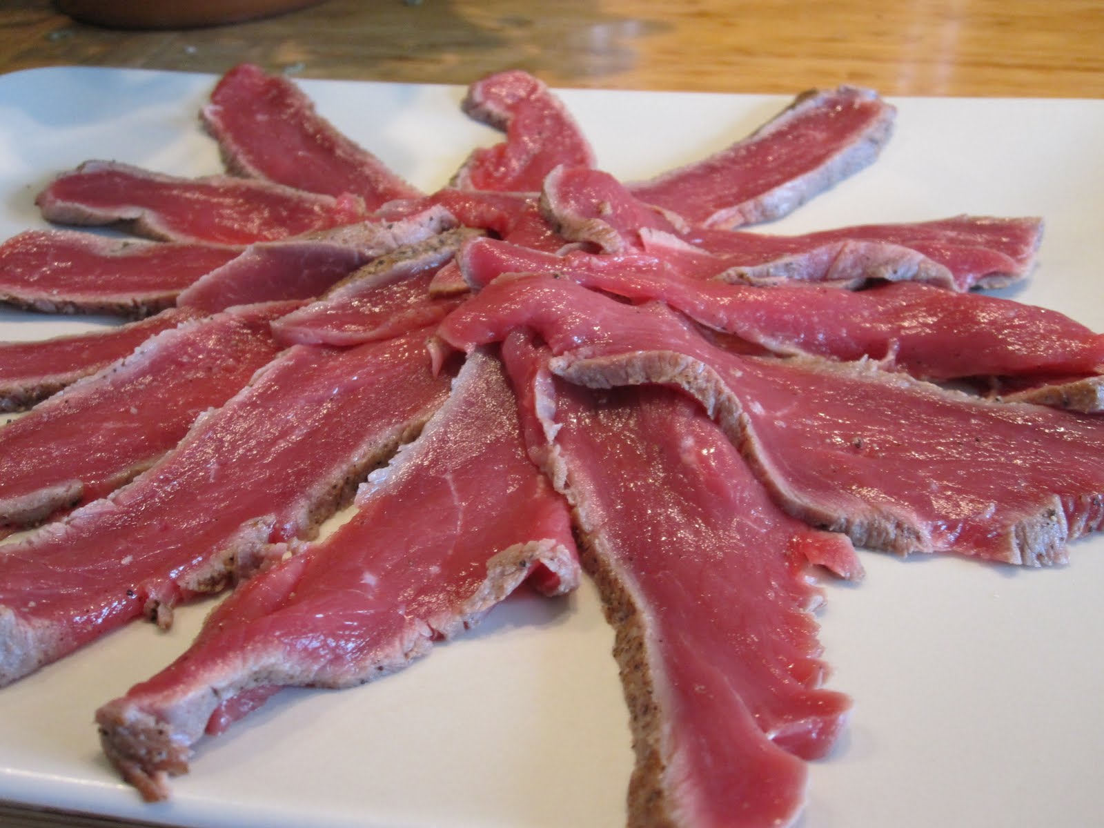 Food Devil: Day 9: Seared Beef Sashimi with a Gyoza sauce