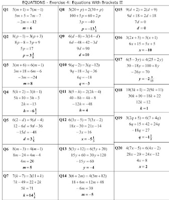 MathsOnline Answers: Equations With Brackets