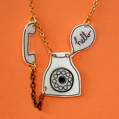 I Love Handmade: Vintage Phone Charm Pendant by She Draws