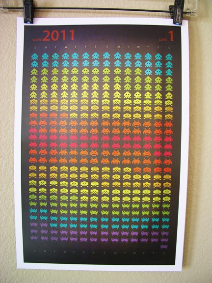 I Love Handmade: 2011 8 Bit Invader Calendar by SeeChangeDesign