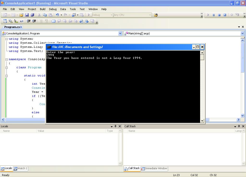 Project CSharp (C#): Leap Year program using C# or CSharp.