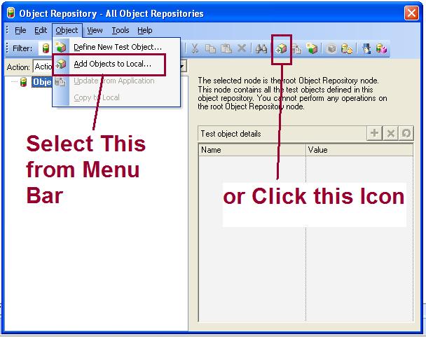 Quick Test Professional Tutorials Add Object To Local In Object Repository Of Qtp 92