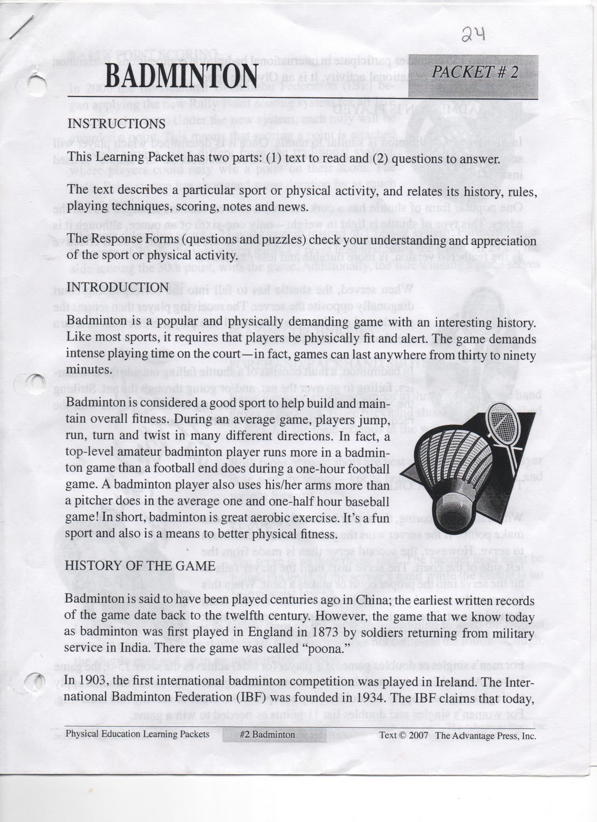 Physical Education Information: FINAL TEST PACKETS (Flag Football ...