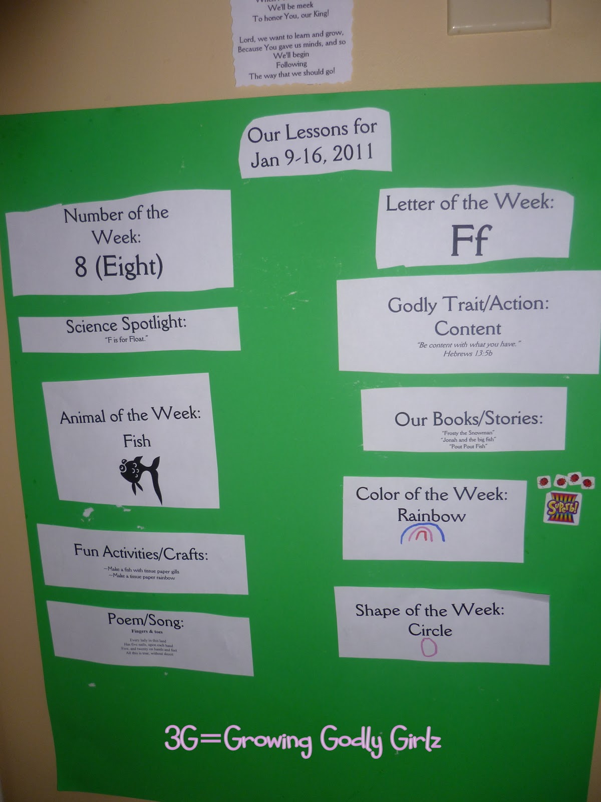 3G=Growing Godly Girlz: Week Wrap-Up {Letter F is for...}