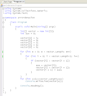 I SEMESTRE: ALGORITMOS - Ordenar un Array (método de intercambio o burbuja)