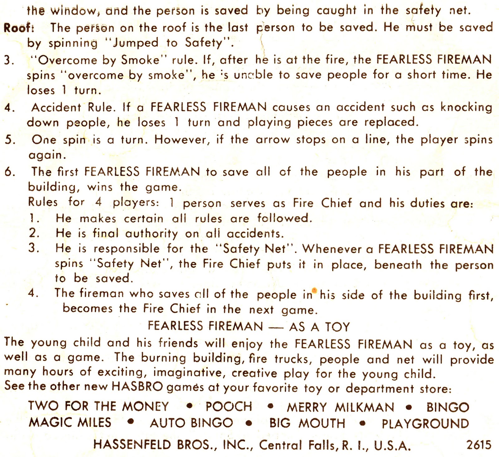 Toys and Stuff: Hasbro 'Fearless Fireman' Game