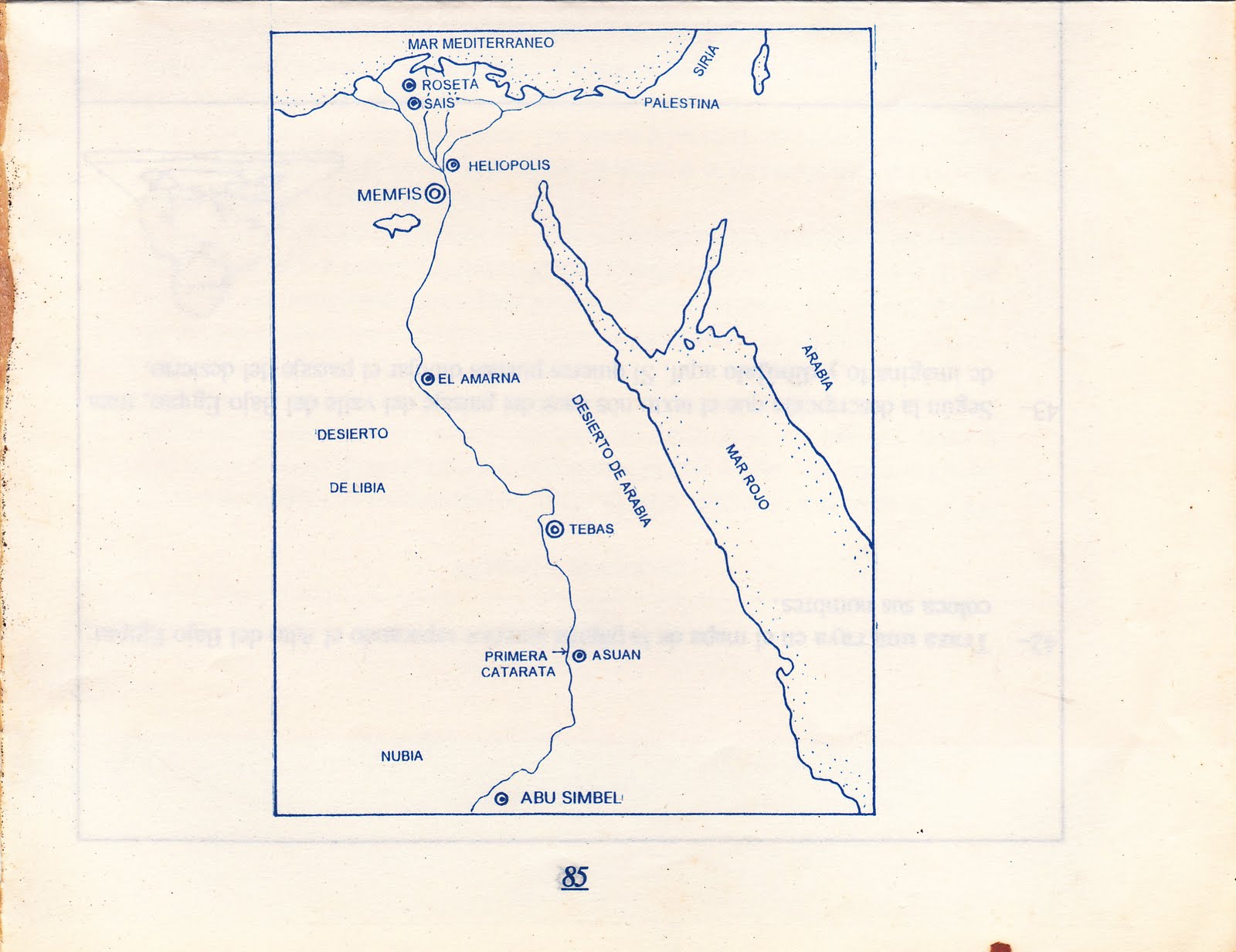 primer año- HISTORIA UNIVERSAL: mapa de la región del Nilo. El delta