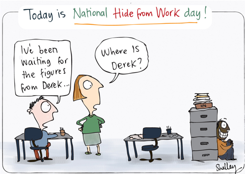 Shelley cartoons: Hide from Work