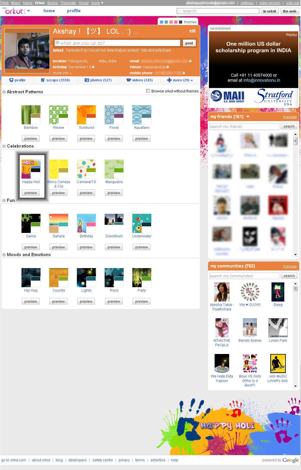 Celebrate Holi with Official Orkut Holi Theme! | OrkutKnol.TK