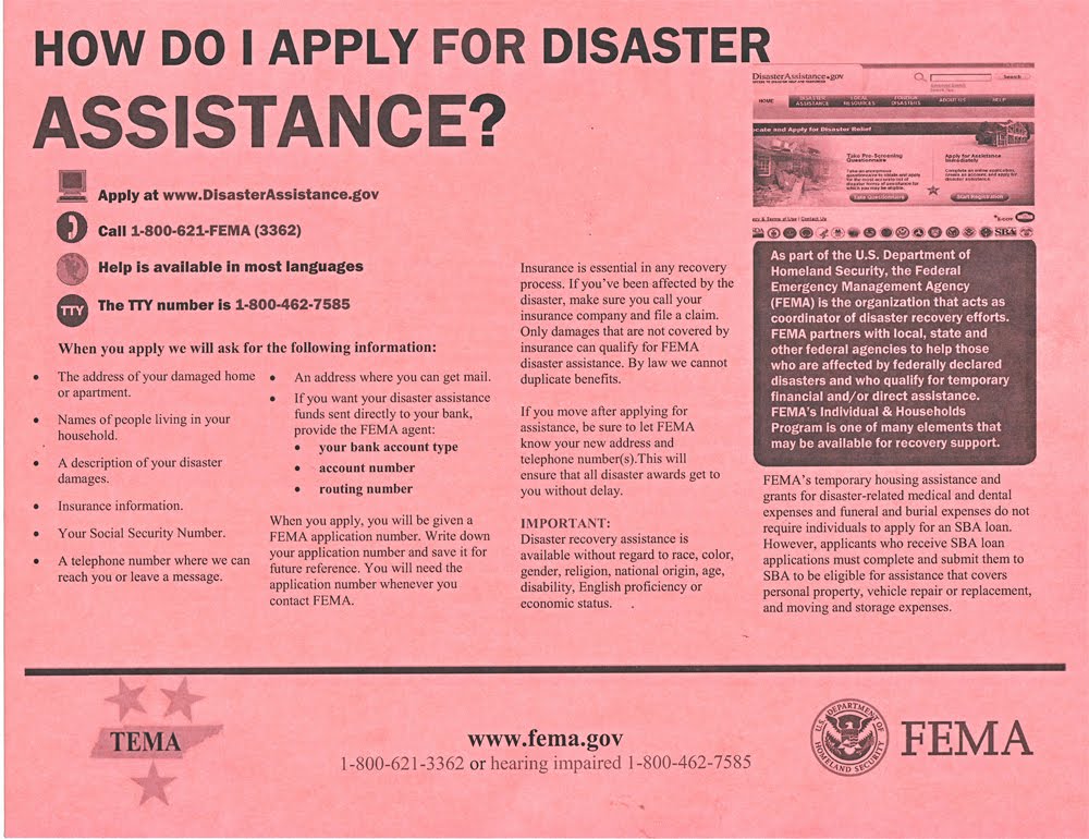 The Responder: Content of FEMA document, "How Do I Apply For Disaster ...