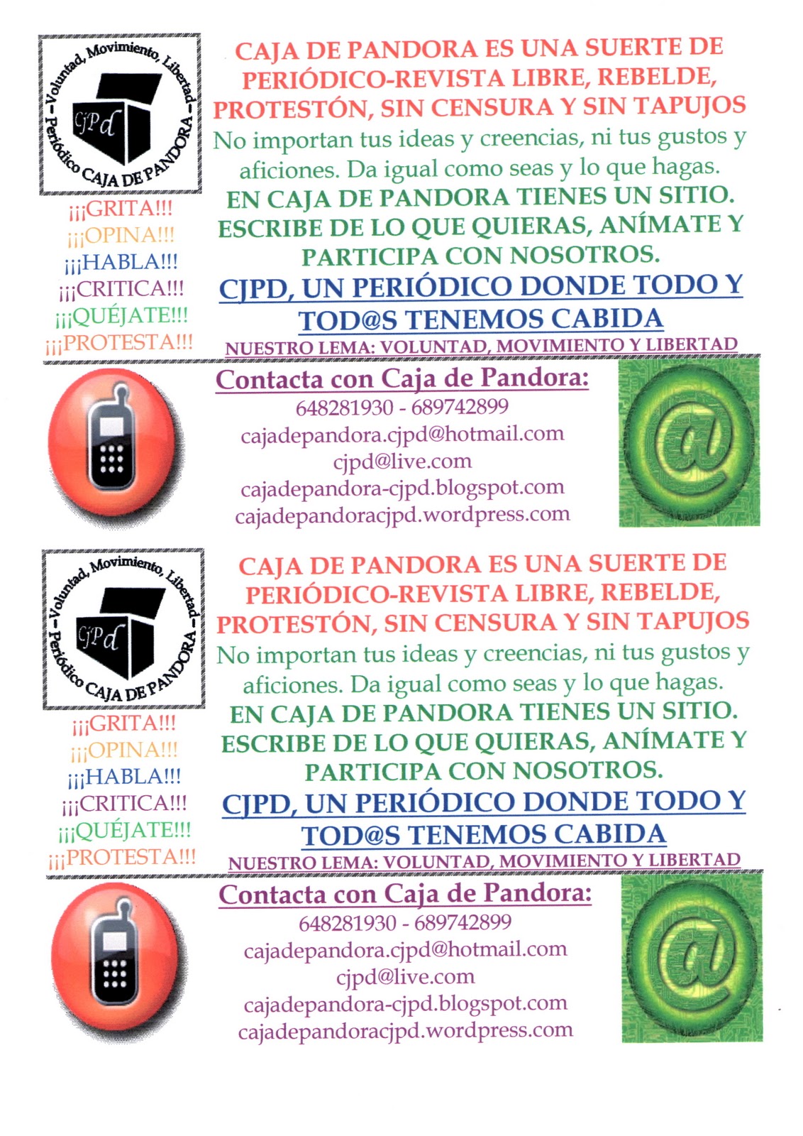 La Caja De Pandora: Propaganda CjPd