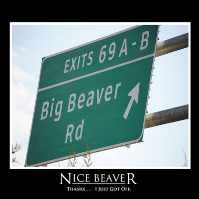 LOL Road Signs: Nice Beaver - Thanks... I Just Got Off