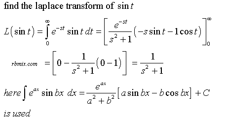 mixture: laplace transform of sin(t) from definition using integration
