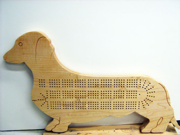 Splinters Woodworks: Dashschund Cribbage board