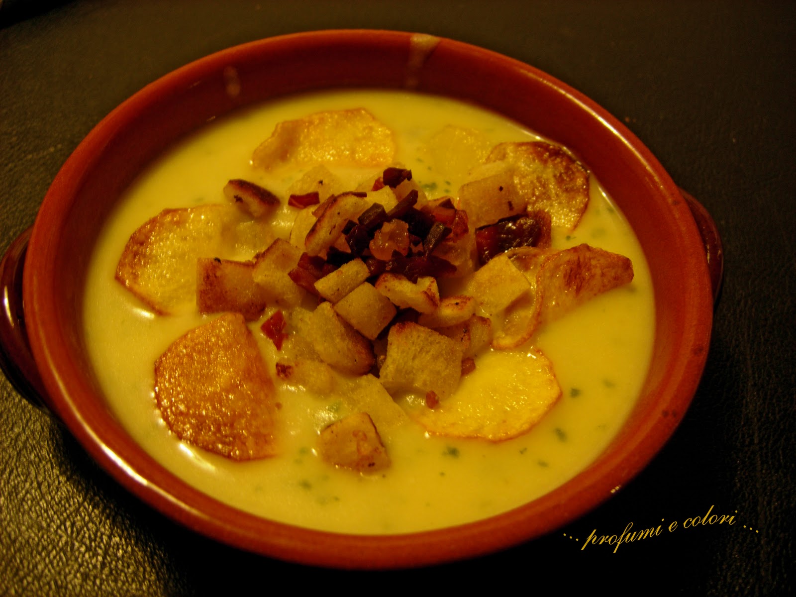 Crema di patate con crostini allo speck e mascarpone casalingo