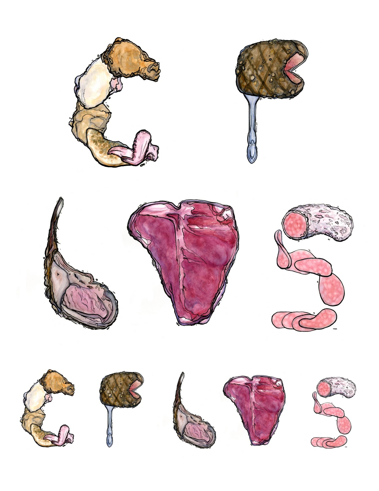AKAT Illustrations: Meat Alphabet