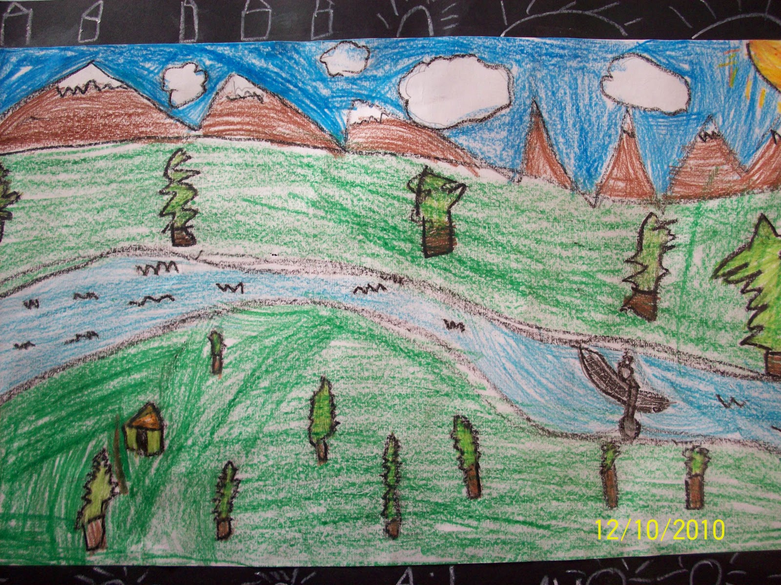 Center School Art: Landscape Drawings by Grade 1