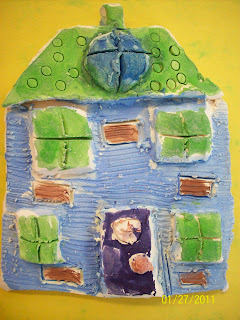 Center School Art: Clay Houses by Grade 4