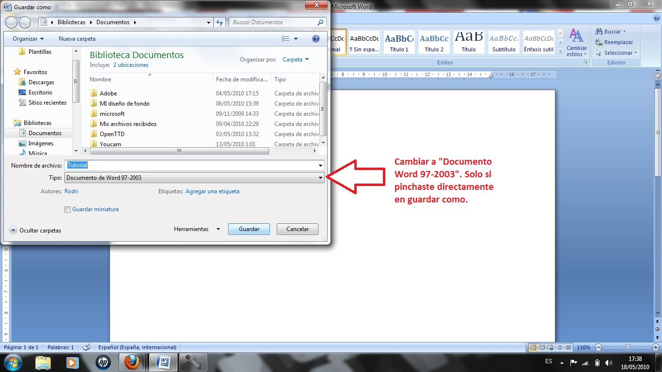 TRY VISUAL GROUP 1: Cómo guardar en word 2007 con extensión 97-2003