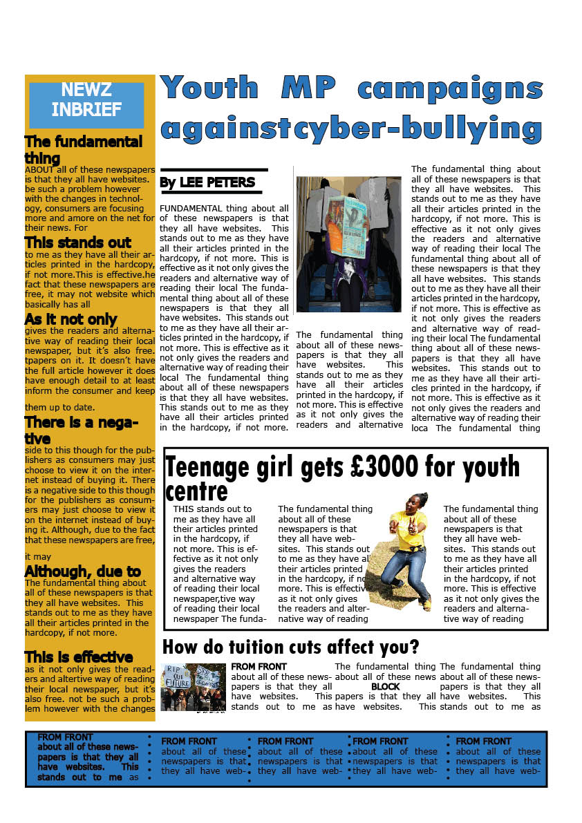 A2 Media: Local Newspaper: Newspaper Layout Ideas/ Final Version of ...