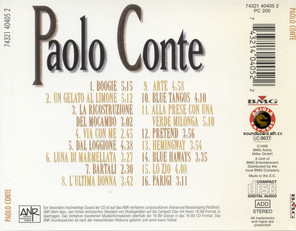 P. & C.: Paolo Conte - Paolo Conte (1996)
