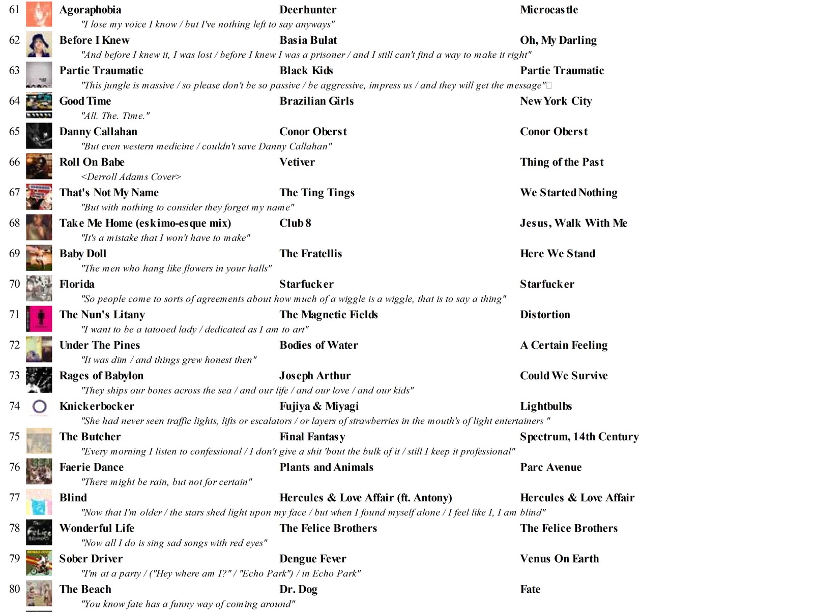 And They Hummed of Mystery: Rewind: 2008 Top Songs in Review