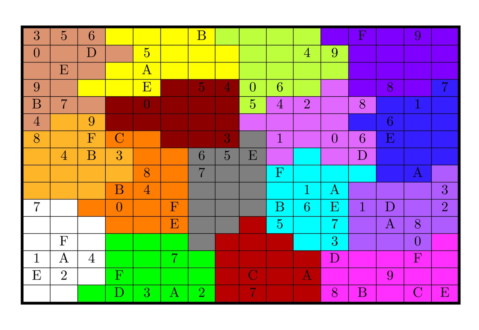 Tirpidz's Sudoku: #233 Jigsaw sudoku 16 x 16