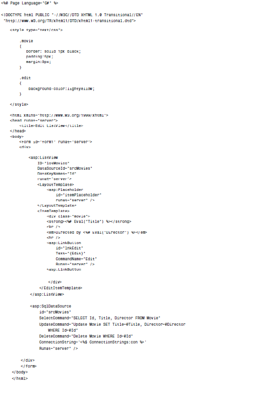 Aspnet Using The Listview And Datapager Controls