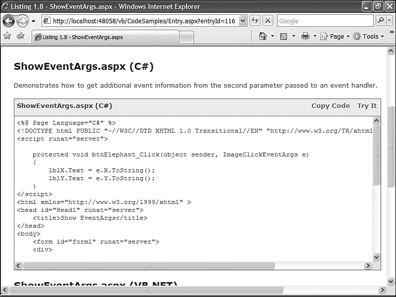 ASP.NET: Building a Code Sample Website