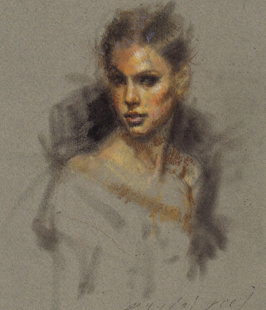 A DRAWING A DAY: "Kathy" 6x8 Female Portrait figure Pastel drawing ...