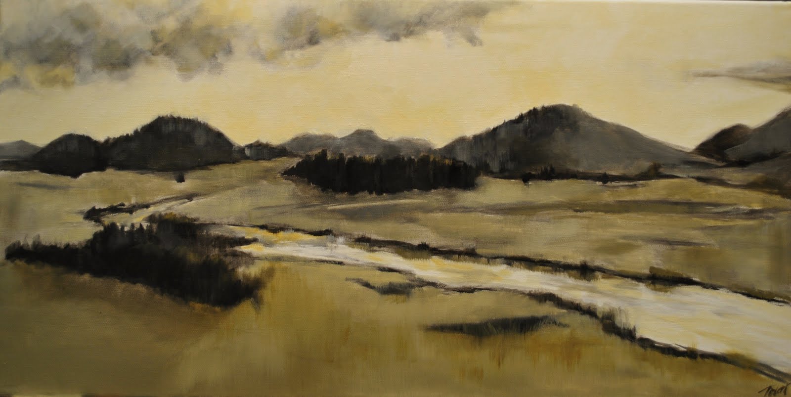 Laura Tovar Dietrick Paintings: Colorado View in Sepia Oil Painting