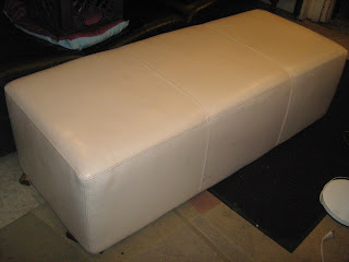 Uhuru Furniture & Collectibles: Cream Leather Bench SOLD