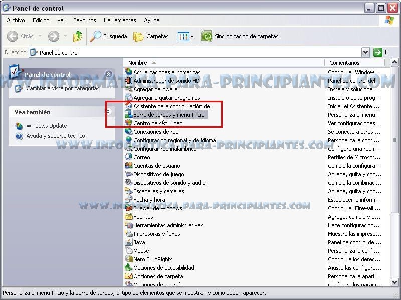 Barra de Tareas y Menú Inicio (Panel de Control - Parte 6 ...