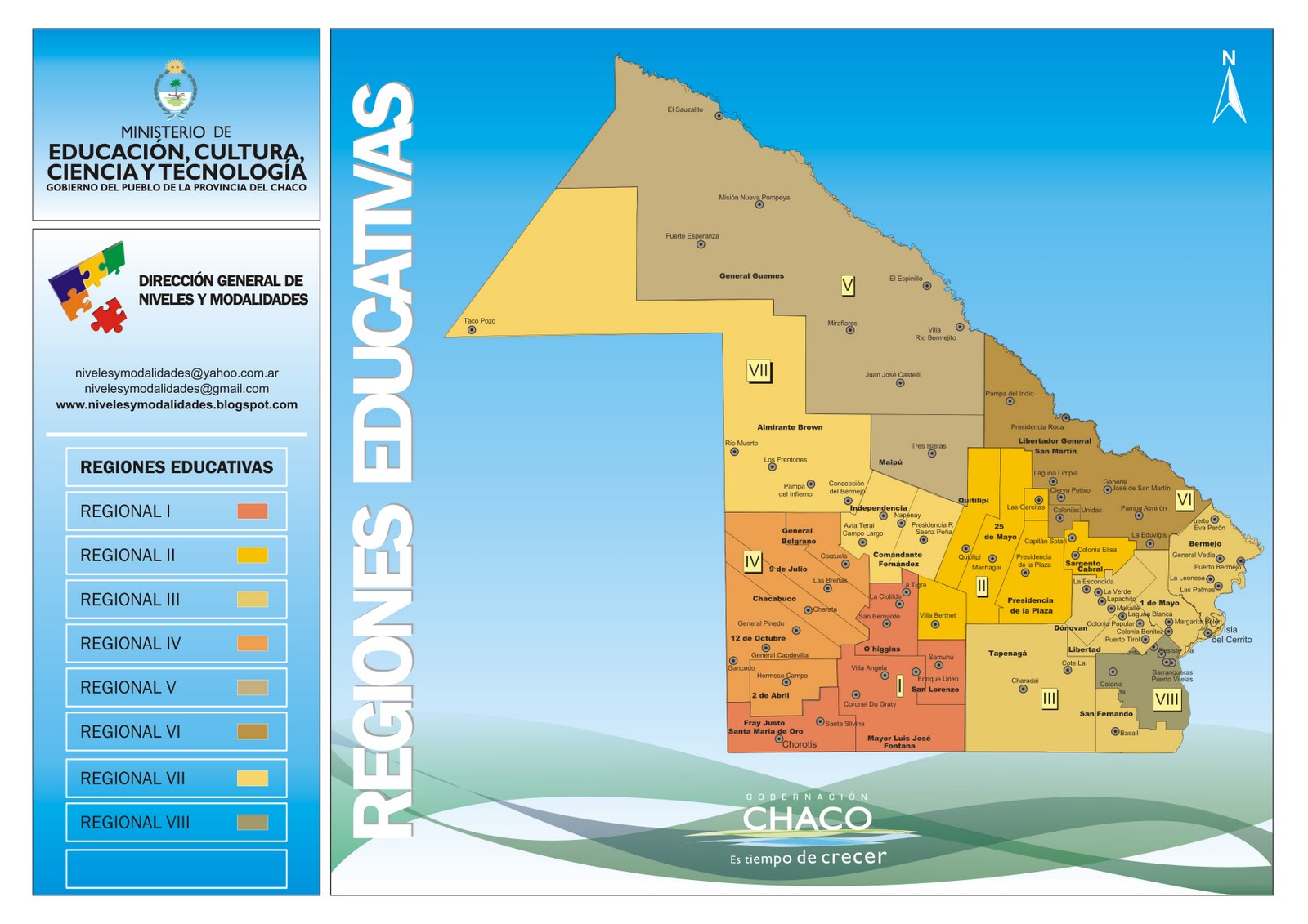 Dirección de Educación Especial: Mapa del Chaco con Regionales Educativas