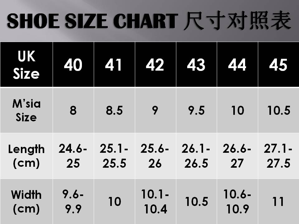 Spiral Shoes Shoe Size Guide