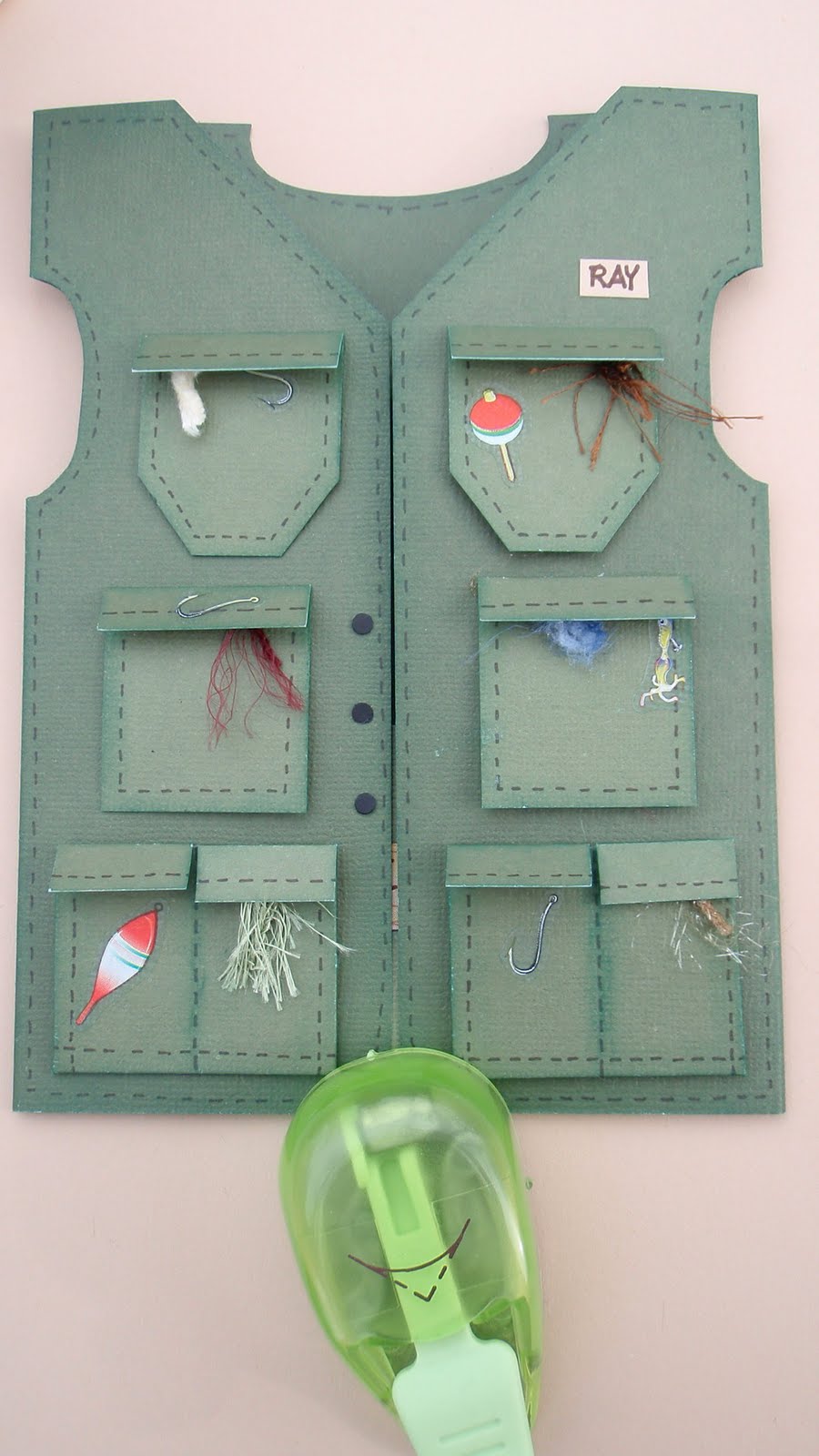 Cottage Country Charms: Fishing Vest Card