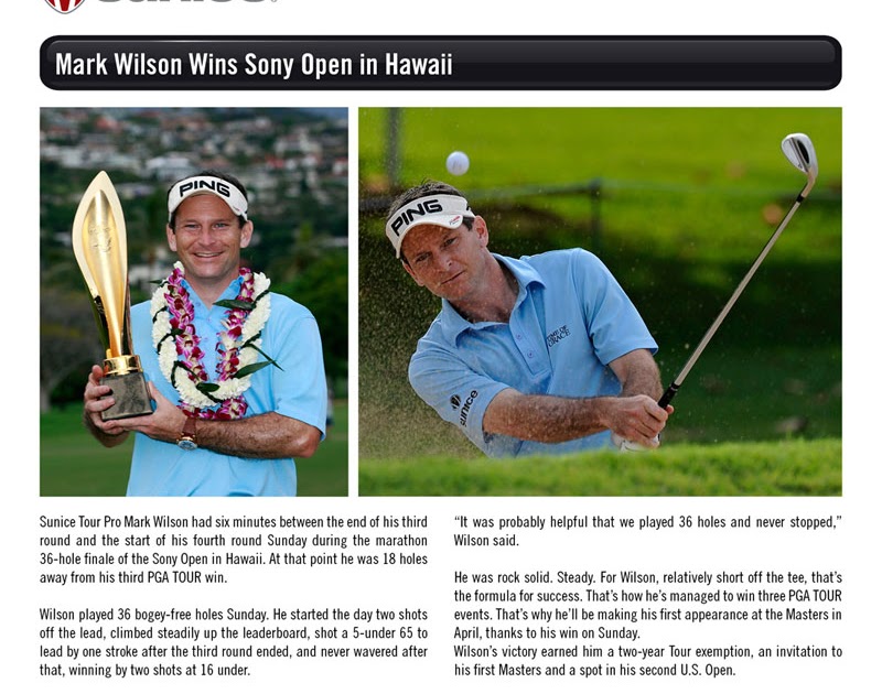 Sunice Congratulates Mark Wilson on his Victory at the Sony Open in ...