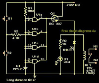 FREE CIRCUIT DIAGRAMS 4U: Long duration timer circuit.