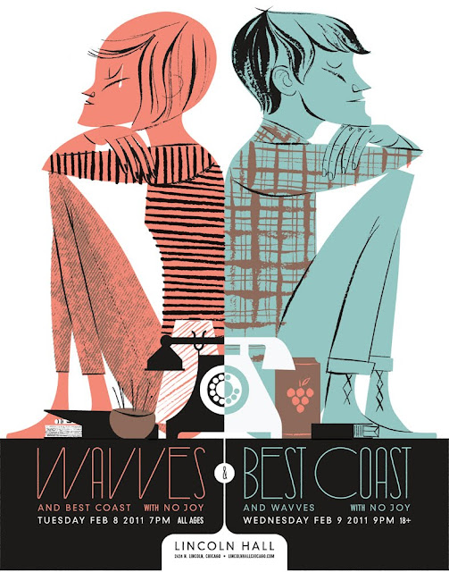 Anne Benjamin: Illustration: Wavves + Best Coast Poster