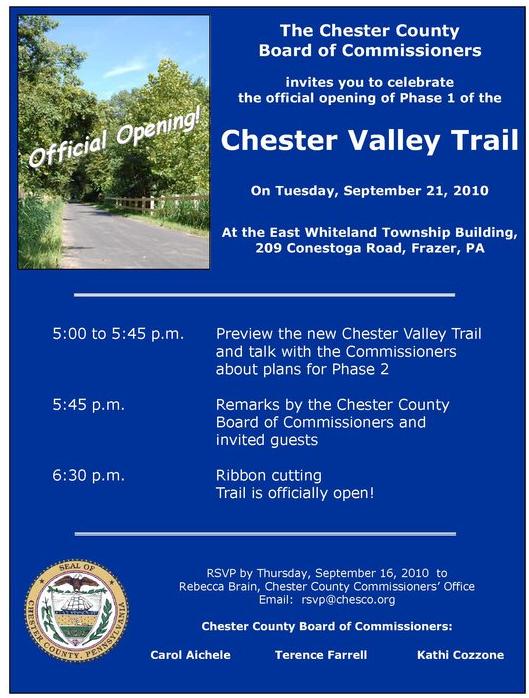 Greater Philadelphia Bicycle News: Reminder: Chester Valley Trail ...