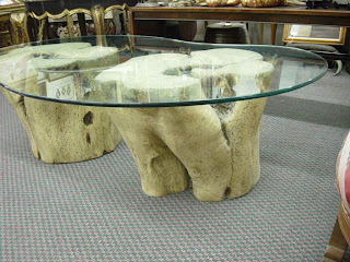 Newport Avenue Antiques: UNUSUAL MODERN TREE TRUNK BASE COFFEE TABLE
